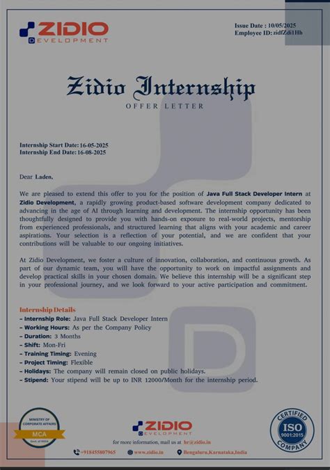 Internship Javadeveloper Fullstackdevelopment Careergrowth Mohd