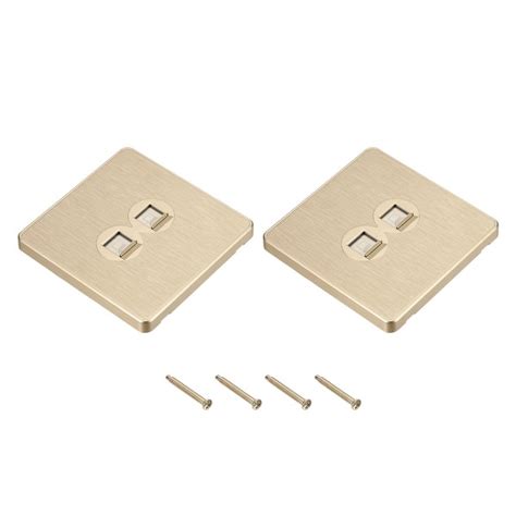 Ethernet Socket Dual Port Rj45 Cat6 Wall Plate Gold Tone For Networking 2 Pcs Gold Tone Bed