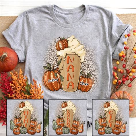 Personalized Fall Latte Nana Pumpkin Shirt Fall Shirt For Nana With