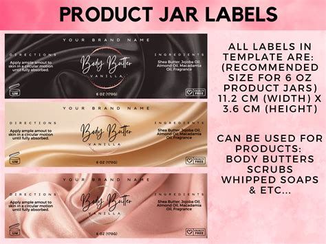 Editable Body Butter Label Template Diy Canva Cosmetic Labels Product