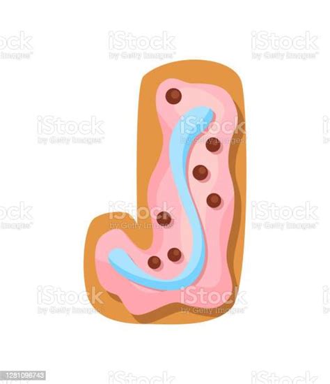 만화 쿠키 글꼴 제과자들은 자본 편지 J 벡터 영어 Abc 베이킹 컬러 유약에 양식화 창조적 인 진저 브레드 알파벳 디자인 어린 시절 달콤한 비스킷과 도넛 귀여운에 대한