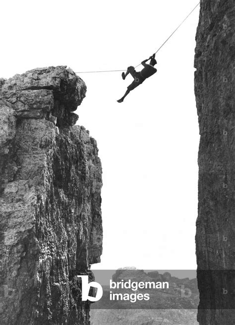 Image Of Switzerland C 1927 A Mountain Climber Traversing Between
