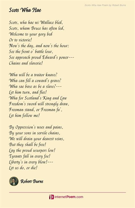 Scots Wha Hae Poem By Robert Burns