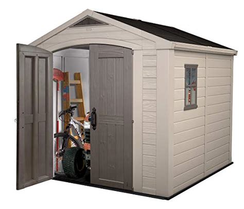 Keter Factor 8x8 Foot Large Resin Outdoor Shed With Floor For Patio