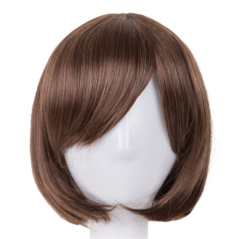 Short Wavy Wig Fei Show Synthetic Heat Resistant Fiber Light Brown
