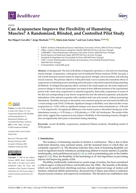 Pdf Can Acupuncture Improve The Flexibility Of Hamstring Muscles A