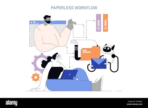 Paperless Workflow Concept Office Workers Integrating Technology To