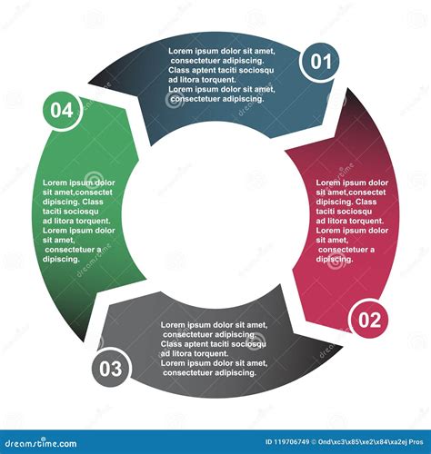 4 Step Vector Element In Four Colors With Labels Infographic Diagram Business Concept Of 4