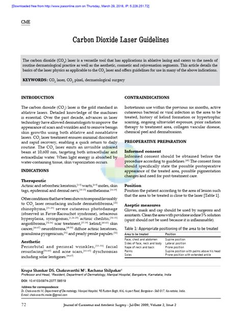 Carbon Dioxide Laser Guidelines Pdf Scar Laser