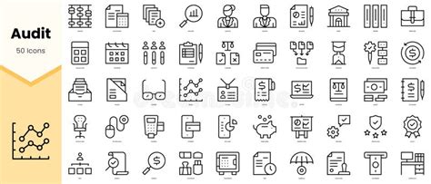 Set Of Audit Icons Simple Line Art Style Icons Pack Stock Vector Illustration Of Audit