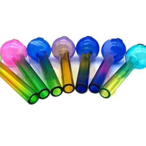 Colorful 10cm Rainbow Glass Oil Burner Pipe Thick Pyrex Straight Glass