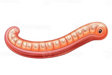 A Vibrant Cartoonstyle Worm With A Glossy Texture And Segmented Body