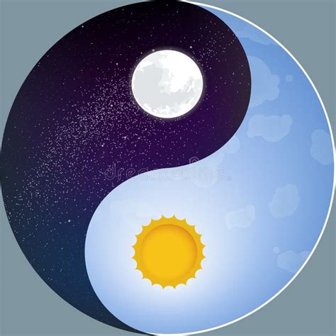 Yin yang do dia e da noite ilustração do vetor Ilustração de cartoon