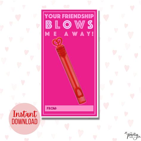 Bubbles Classroom Valentine Card Printable Bubble Wand Valentines Day Card Blow Pop