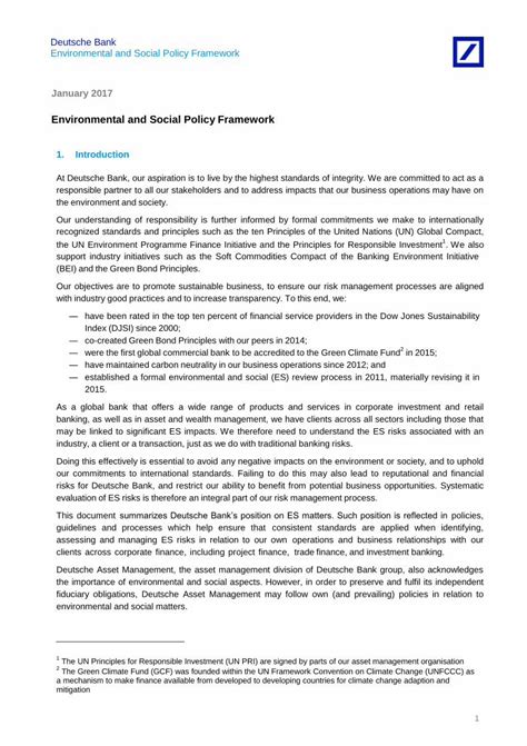 Pdf Environmental And Social Policy Framework Deutsche · Pdf Fileenvironmental And Social