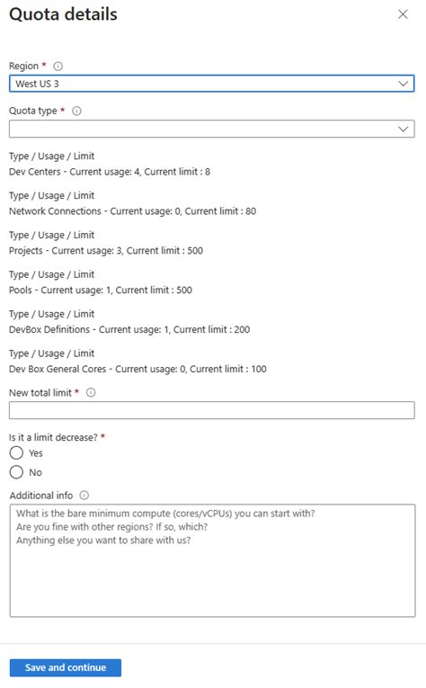 개발 상자 리소스에 대한 할당량 한도 증가 요청 Microsoft Dev Box Microsoft Learn
