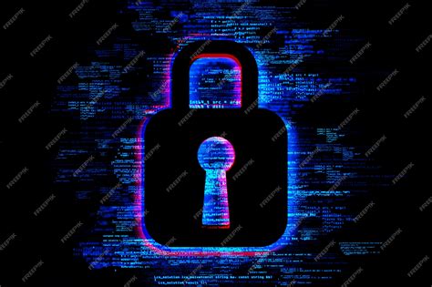 Premium Photo Neon Glowing Padlock Symbol Against A Matrix Of Binary