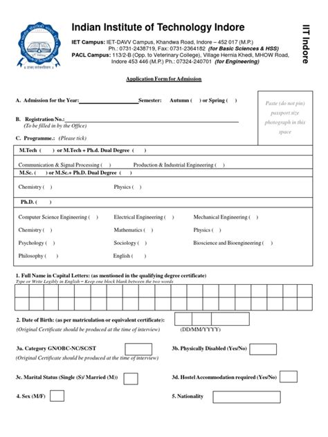 Iit Indore Phd Application Form 2012 Pdf Doctor Of Philosophy