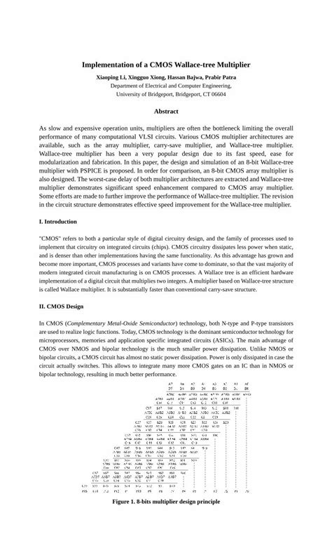 Pdf Implementation Of A Cmos Wallace Tree Multiplier Dokumentips