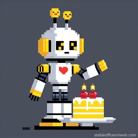 Cute Robot Presenting Cake Stable Diffusion Online