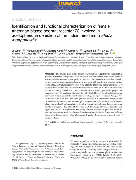 Pdf Identification And Functional Characterization Of Female Antennae