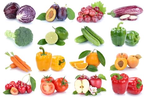 Premium Photo Fruits And Vegetables Collection Isolated On White With
