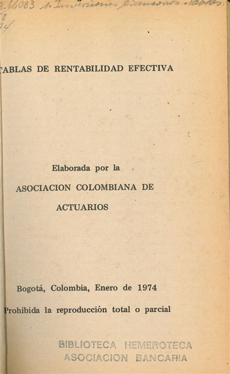 Tablas De Rentabilidad Efectiva Publicaciones Asobancaria