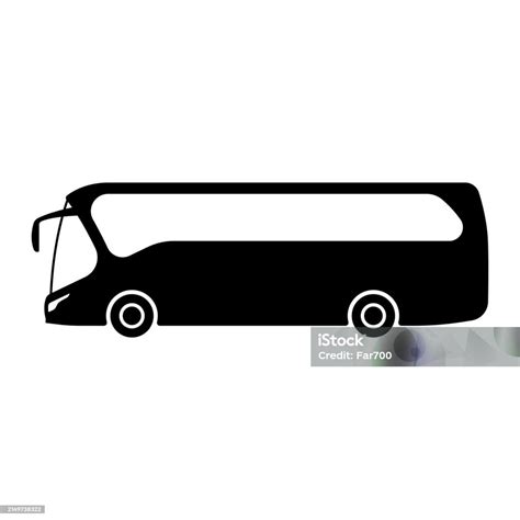 Large Passenger Bus Icon Black Silhouette Side View Vector Simple Flat