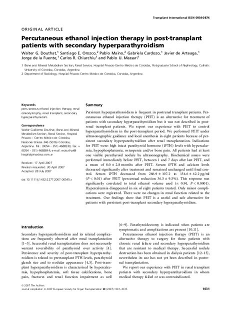 Pdf Percutaneous Ethanol Injection Therapy In Post Transplant