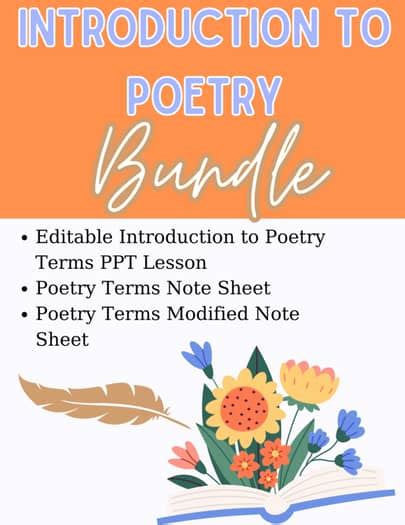 Ela Introduction To Poetry Bundle Editable Poetry Lesson And Note Sheets