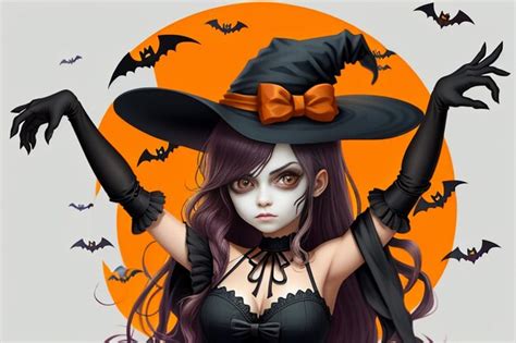 Premium Ai Image Halloween Girl Giving Halloween T Event Promo