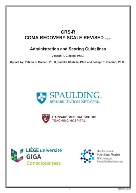 Pdf Crs R Coma Recovery Scale Revised ©2004 Syllabus Pdf · 1 Updated