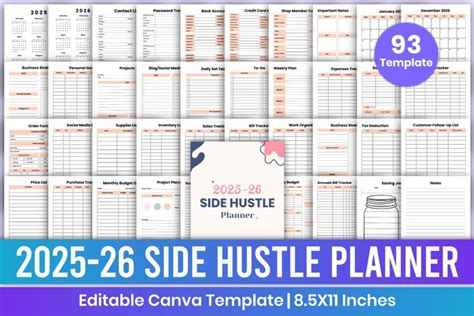 2025 26 Side Hustle Planner Canva Template