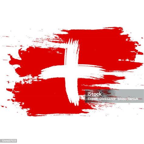 スイスの国旗スイスの旗を描いたブラシグランジ効果と水彩画を持つ手描きのスタイルイラストグランジテクスチャーを持つスイスの旗ベクターの図