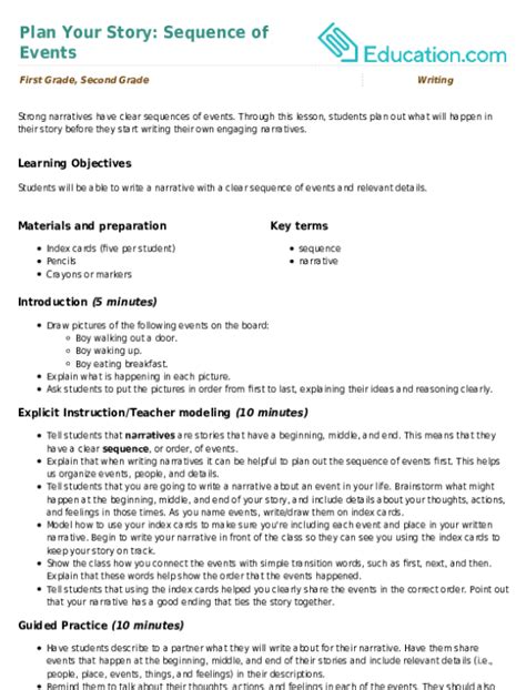 Plan Your Story Sequence Of Events Lesson Plan Education Com