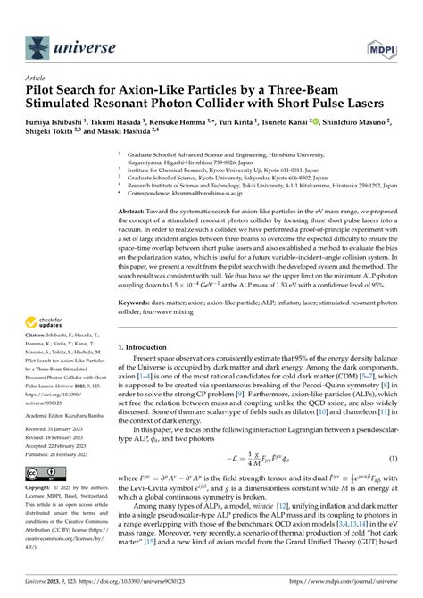Pdf Pilot Search For Axion Like Particles By A Three Beam Stimulated Resonant Photon Collider