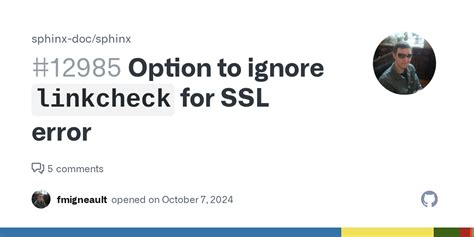 Option To Ignore `linkcheck` For Ssl Error · Issue 12985 · Sphinx Docsphinx · Github