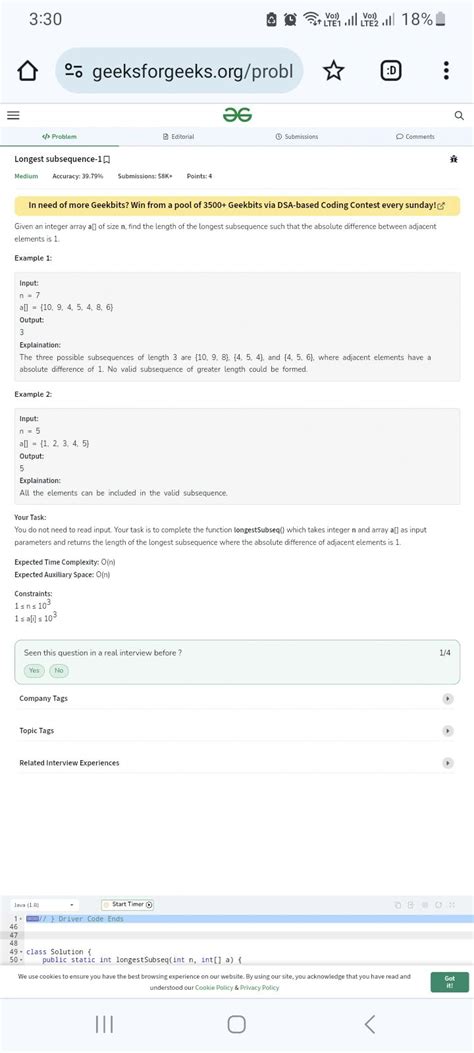 Sanskar Chhajed On Linkedin Please Help Me To Solve This Dsa Problem With Java Geeksforgeeks