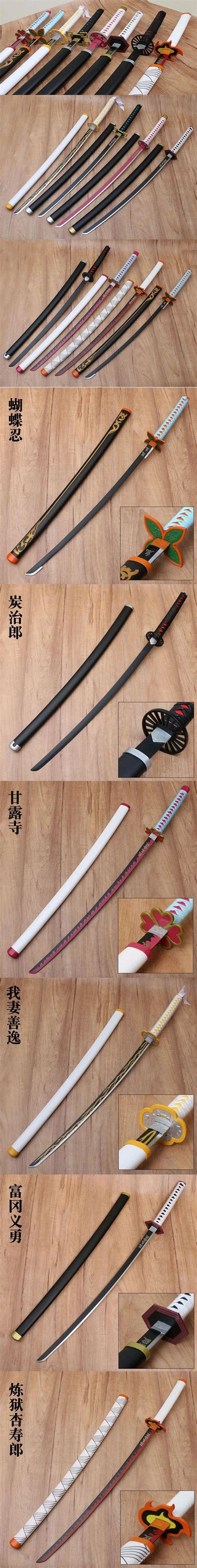 Bamboo Cosplay Anime Swords Special Knife Of Demon Slayer Black Katana Anime Original Texture