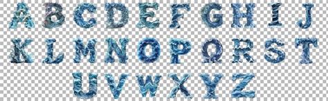 Premium PSD Pack Alphabets A To Z In Ocean Wave Style Set Against A