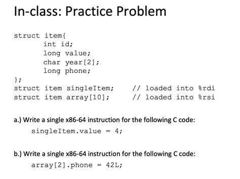 Solved In Class Practice Problem Struct Item Int Id Long Chegg