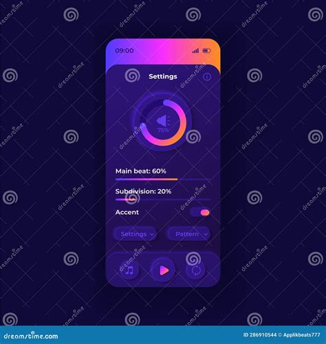 Metronome Parameters Smartphone Interface Vector Template Mobile App