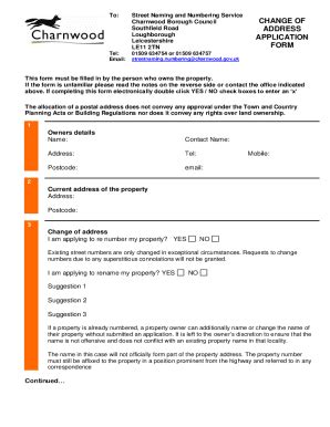 Fillable Online CHANGE OF ADDRESS APPLICATION FORM Fax Email Print PdfFiller