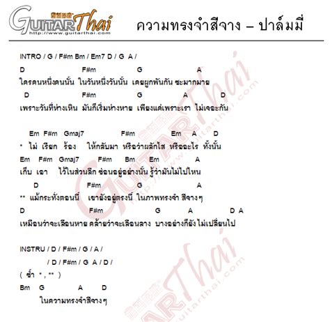 คอร์ด ความทรงจำสีจาง ปาล์มมี่ คอร์ดเพลง กีตาร์