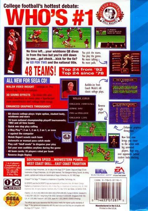Bill Walsh College Football Cover Or Packaging Material Mobygames