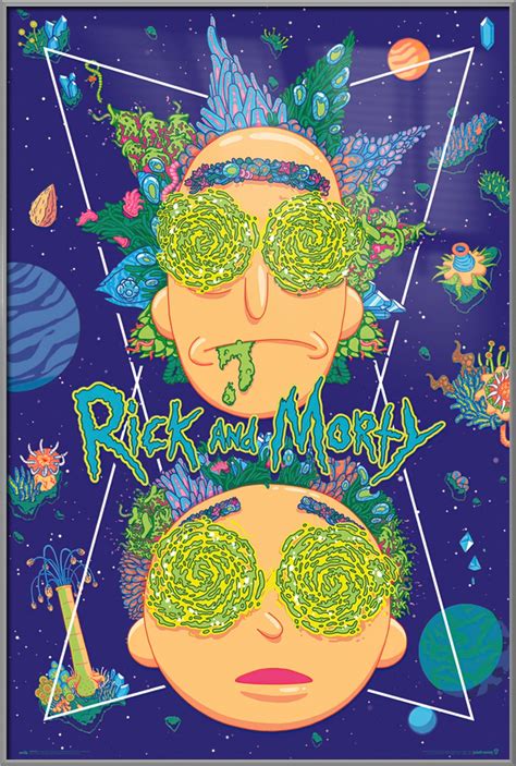Rick Morty Framed TV Show Poster High In The Sky Size 24 X 36