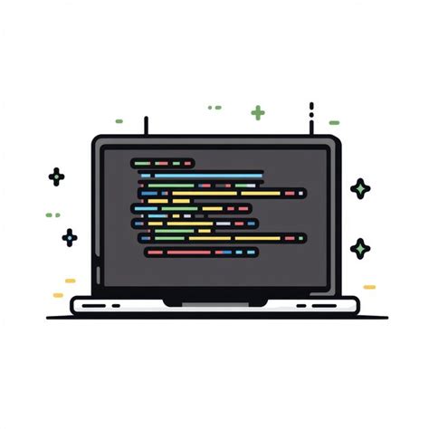 Professional Coding Laptop Icon With Lines Of Code On Screen Premium