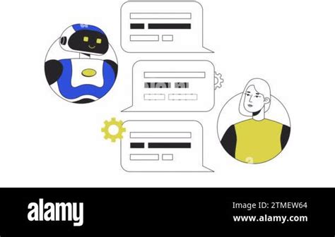 Conversational Ai Chatbot Animation Animated Chat Bot And Human Female User 2d Cartoon Flat