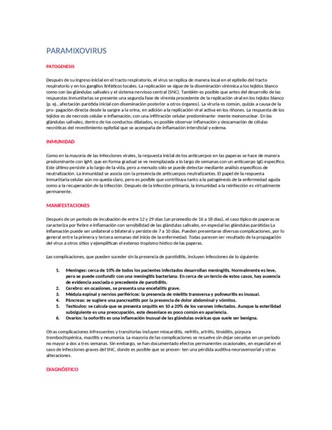Paramixovirus Microbiologia Docsity