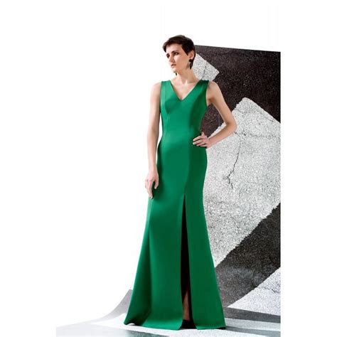 Sheath Column V Neck Floor Length Gabardine And Satin Cascade